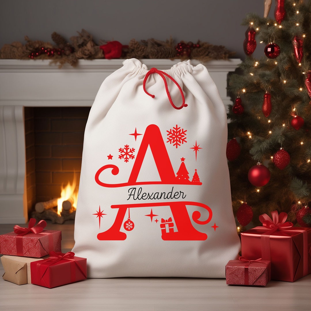 Personalized Sack From Santa, Monogram Christmas Gift Bag, Christmas ...
