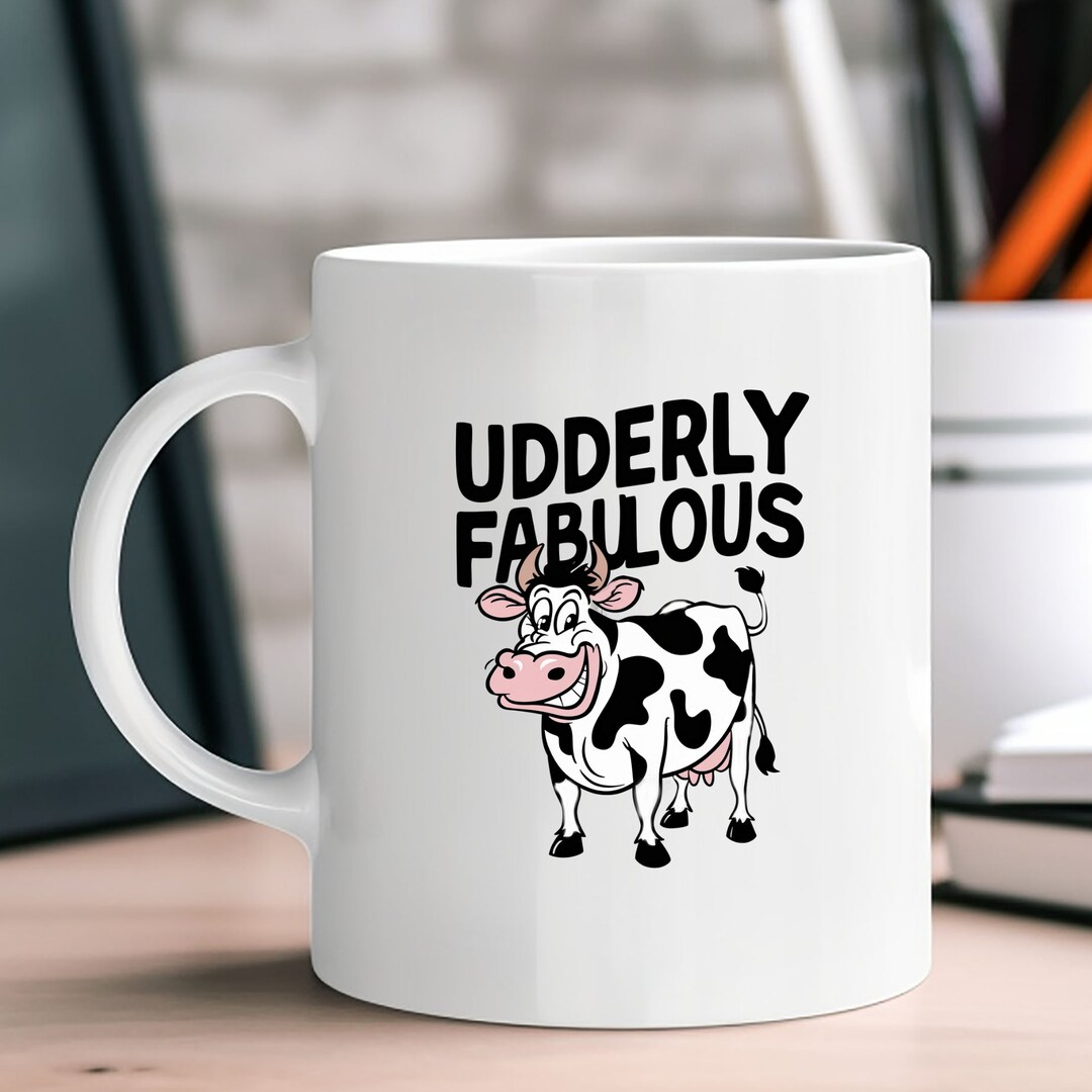 Udderly Cow Coffee Mug, Funny Cow Lover Gift - Etsy