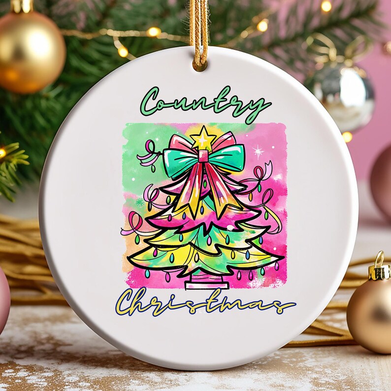 Retro 90's Christmas Tree Ornament: Vibrant Holiday Decor - Etsy