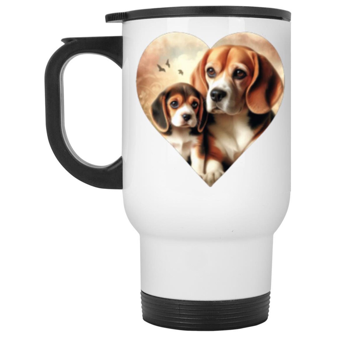 Stainless Steel Travel Mug With Beagles Beagles on Mug Beagle and Puppy ...
