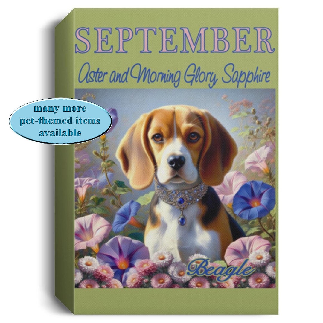 September Beagle Birthstone Buddy on Deluxe Portrait Gallery Wrap Print ...