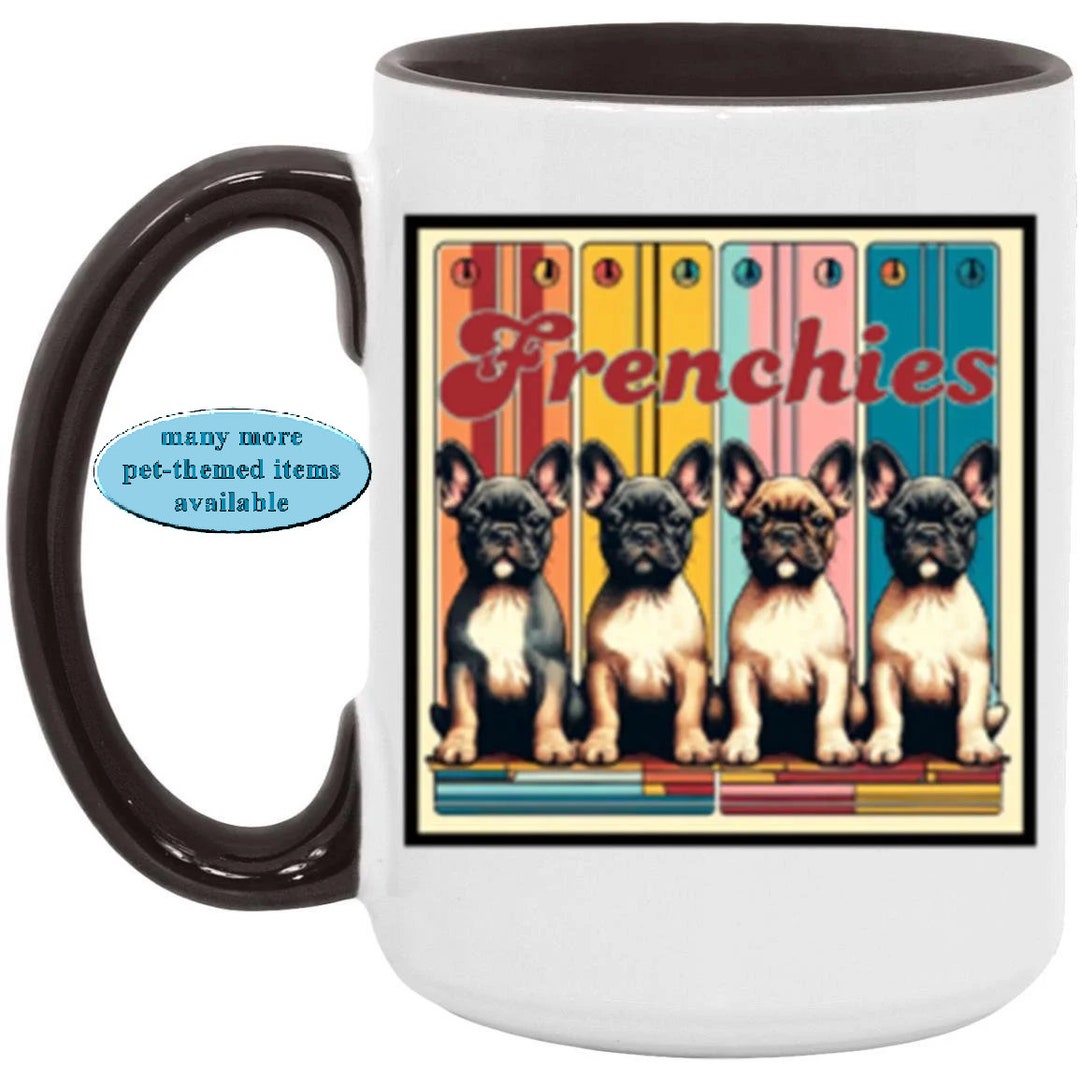 Mid-century Retro-style French Bulldogs on a 15-oz. Two-tone Coffee Mug ...