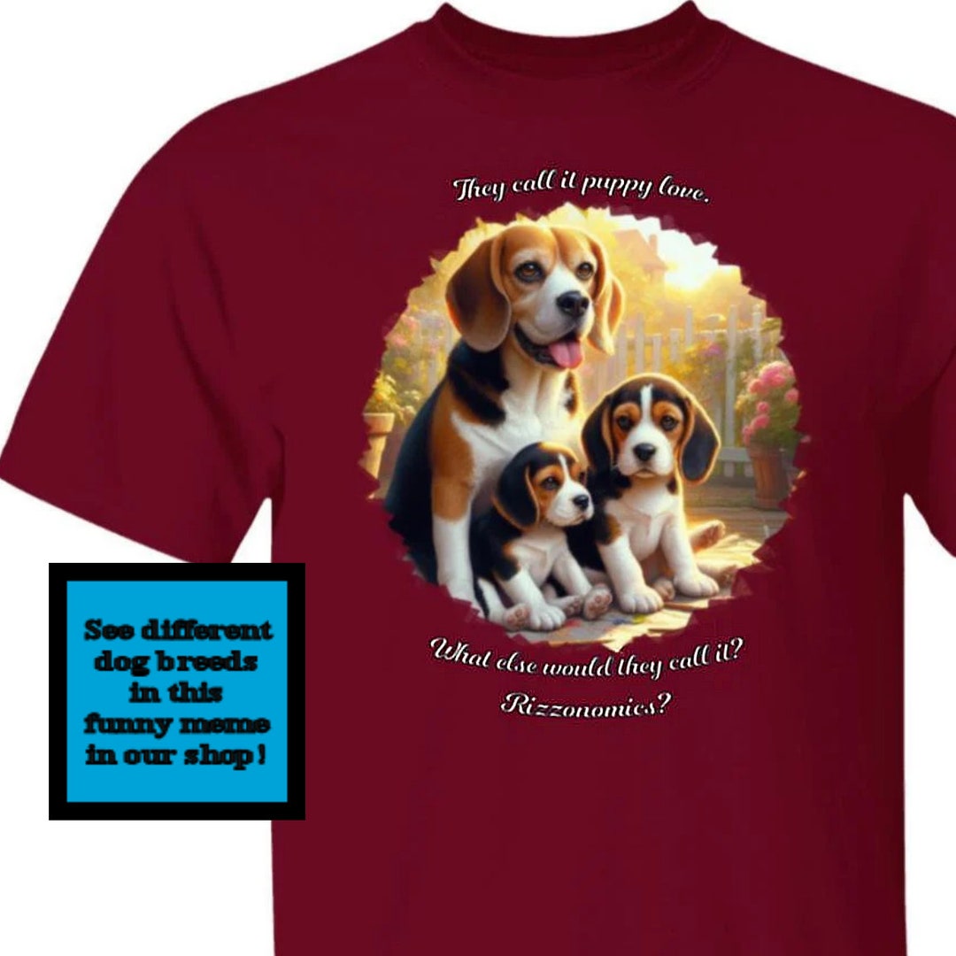 Funny Puppy Love Rizzonomics Meme Graphic T-shirt With Beagle Dogs ...
