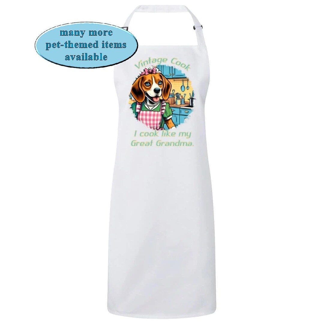 Funny 1950s Retro Style Beagle Housewife Dog Meme Bib Apron Gift for ...