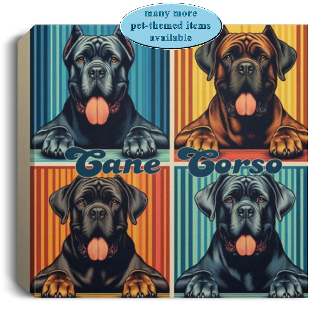Mid-century Retro-style Cane Corso Dog on a High-quality Gallery Wrap ...