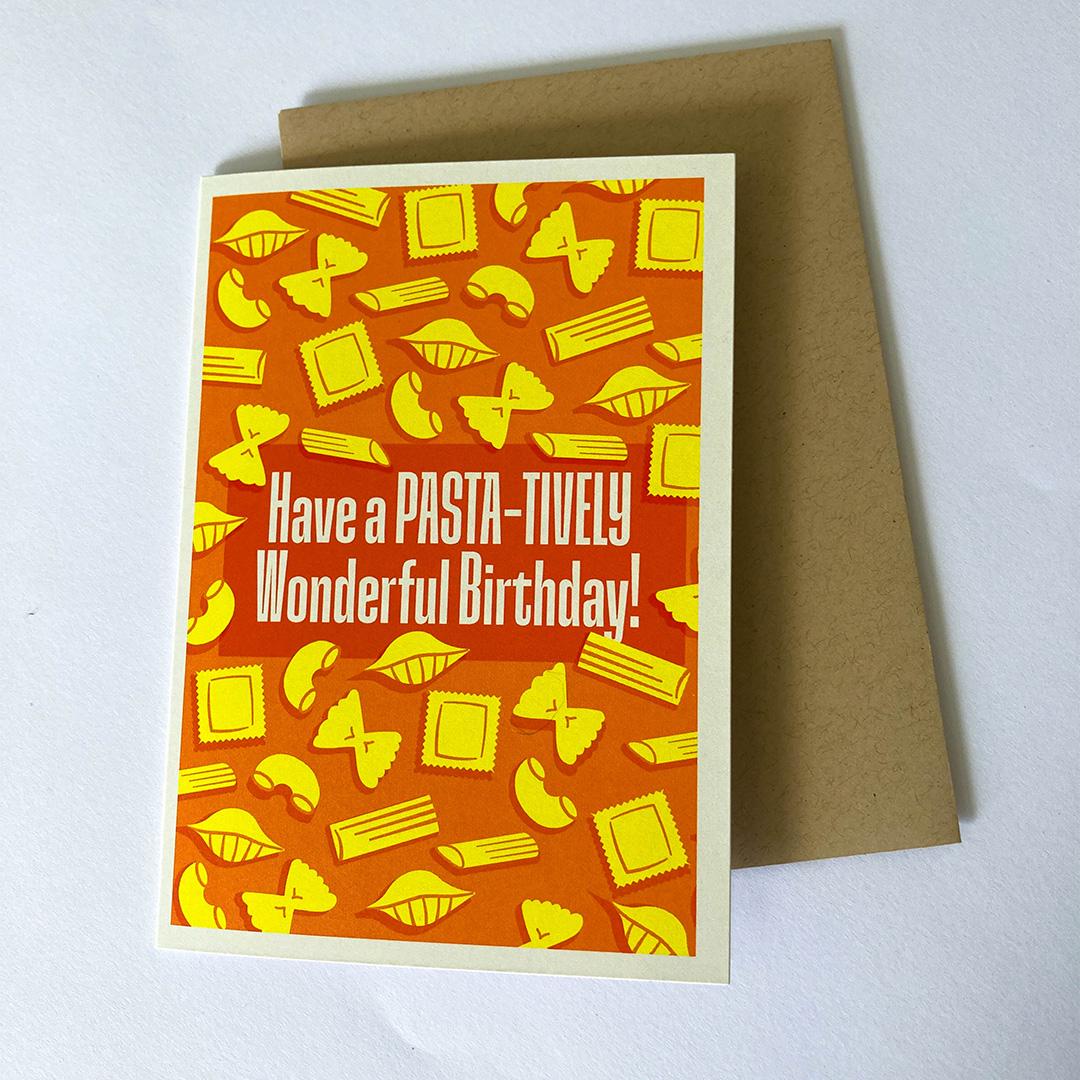 Cute Pasta Birthday Card - Etsy