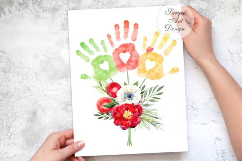 Handprint Craft for Mother's Day Printable Poem Flower Art, Keepsake ...
