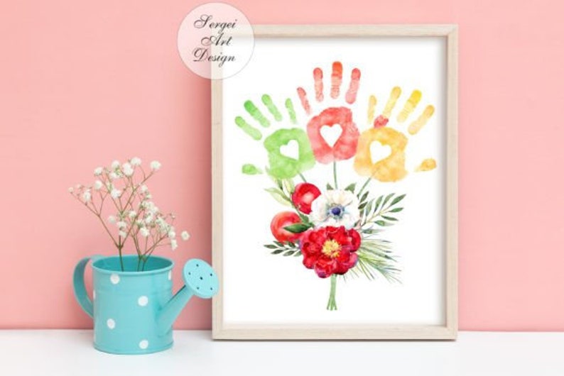 Handprint Craft for Mother's Day Printable Poem Flower Art, Keepsake ...