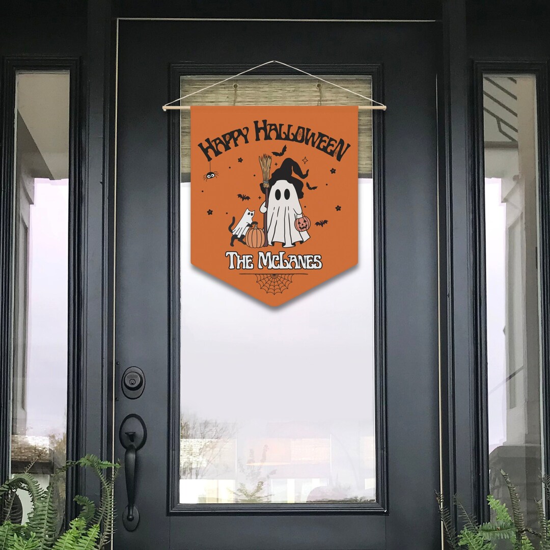 Halloween Custom Name Welcome Door Sign, Personalized Happy Halloween ...