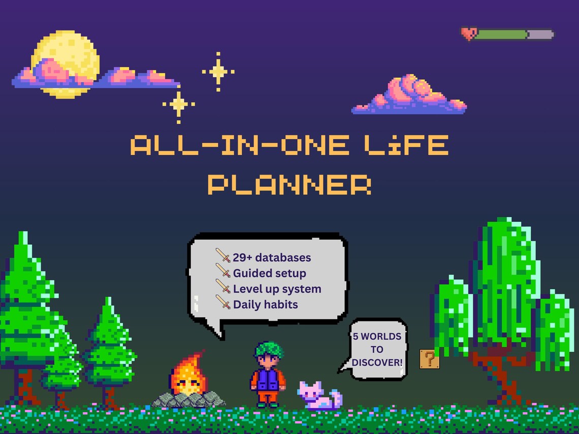 Gamified Life Planner Notion Template Work and Student Planner ADHD ...