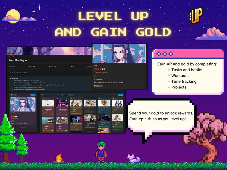 Gamified Notion Template | Life Dashboard for ADHD, Students & Work ...