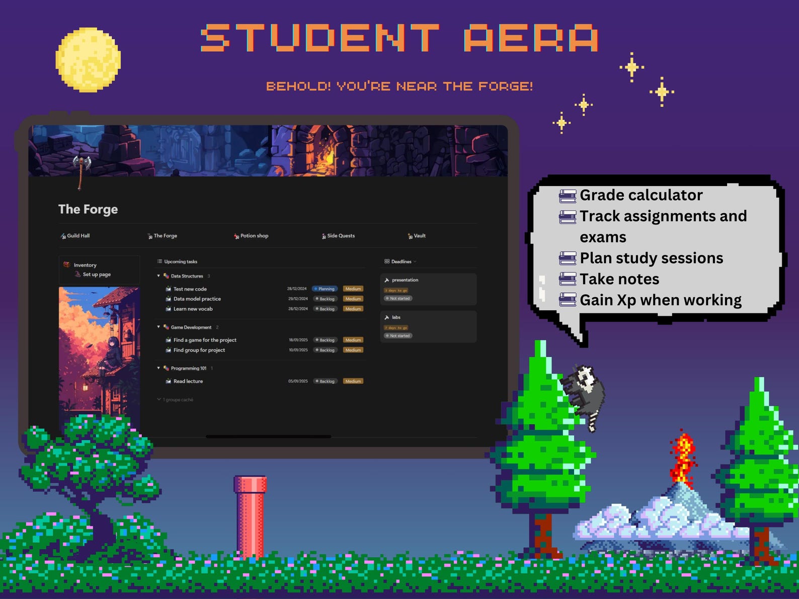 Gamified Life Planner Notion Template Work and Student Planner ADHD ...