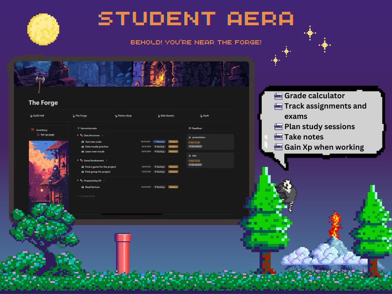 Gamified Life Planner Notion Template Work and Student Planner ADHD ...
