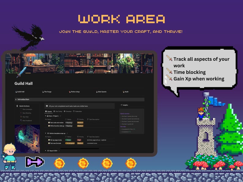 Gamified Life Planner Notion Template Work and Student Planner ADHD ...