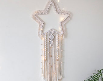 Star Wall Decor Set Macrame Star Wall Hanging Gift for Chrismas and Wedding Living Room Decor ...