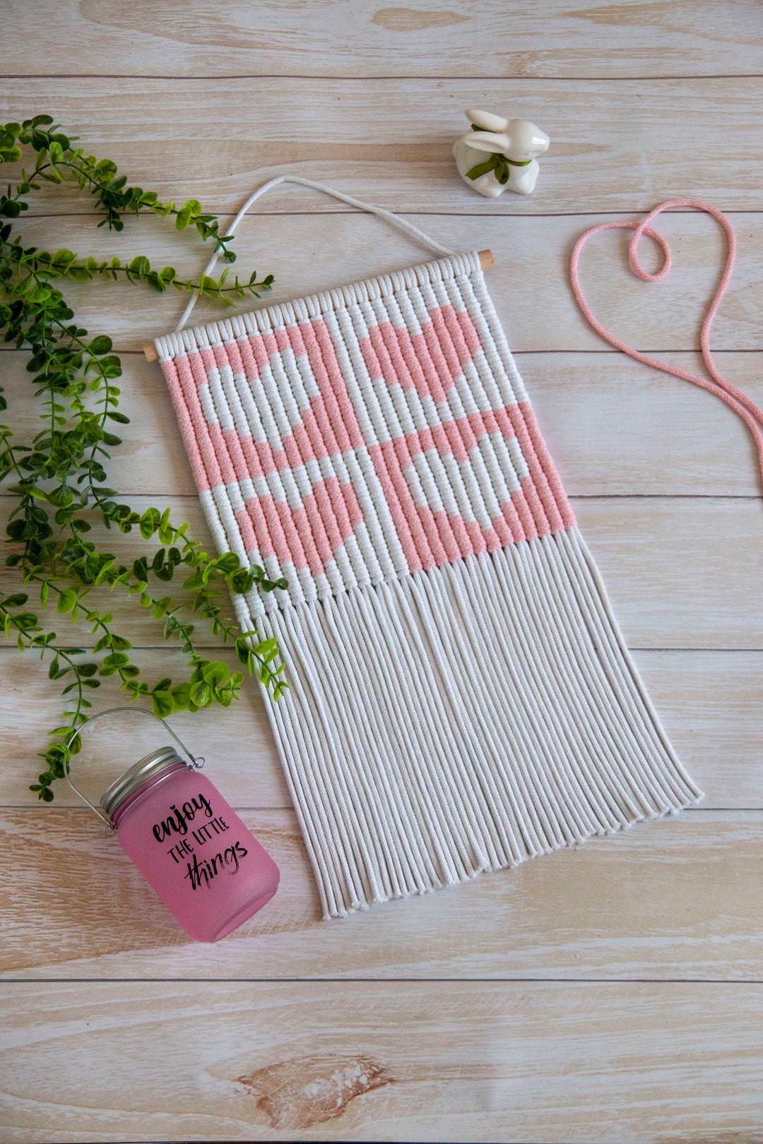 Macrame Heart Wall Tapestry Pixel Art, Valentine's Day Gift, Handwoven ...