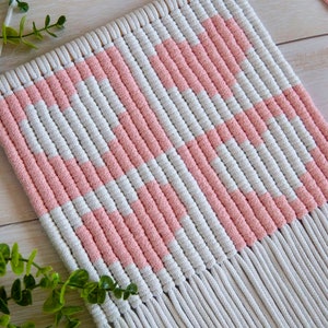 Macrame Heart Wall Tapestry Pixel Art, Valentine's Day Gift, Handwoven ...