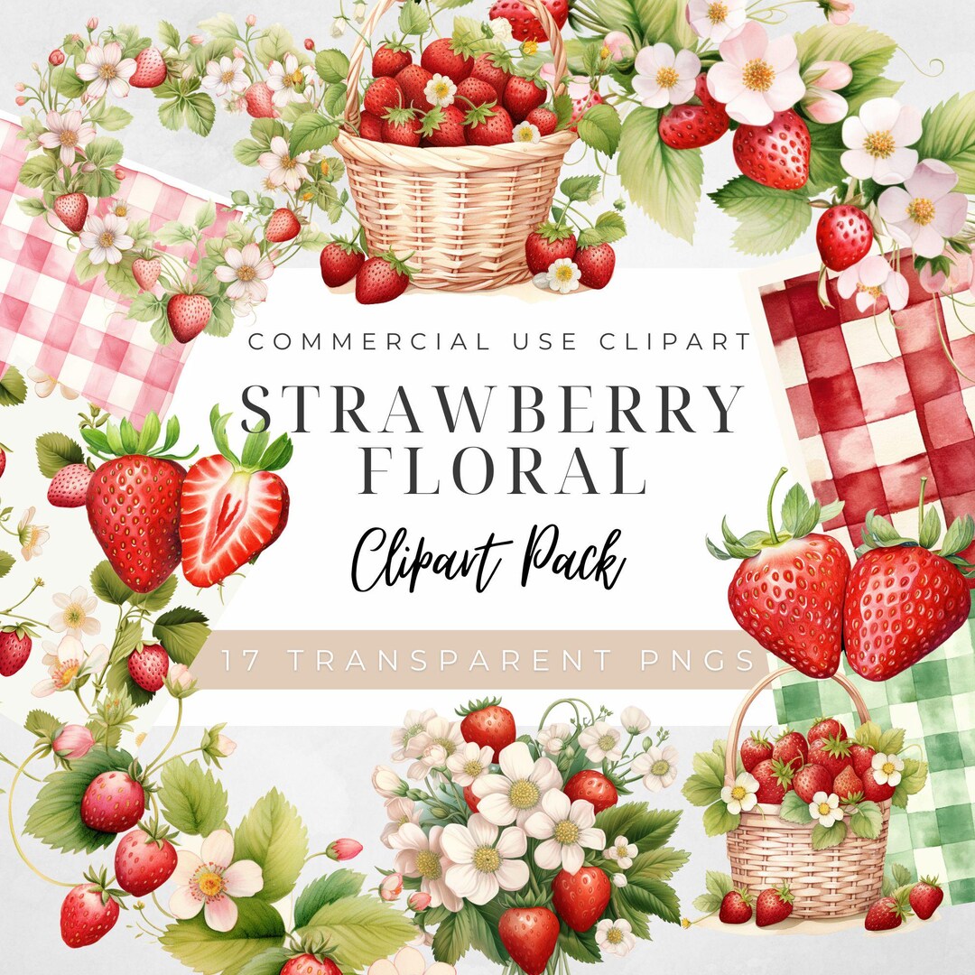 Strawberry Baby Shower Clipart, Berry Sweet Baby on the Way Invite ...