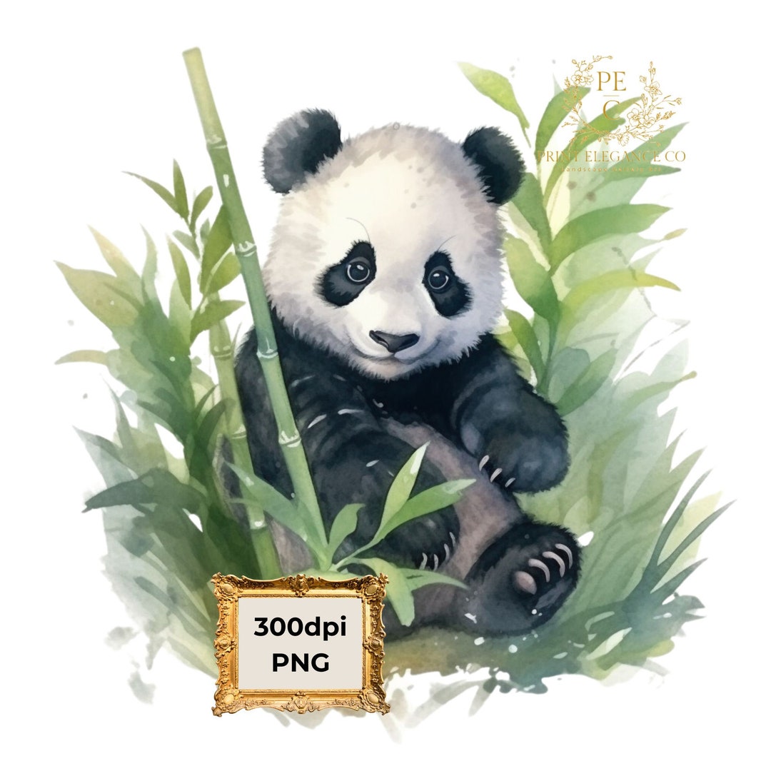 Watercolor Cute Baby Panda Clipart , Digital Download, Instant Download ...