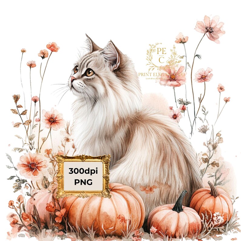 Fall Cat Clipart, Cute Autumn Cats Clipart, Cat Clip Art, Fall Cat ...