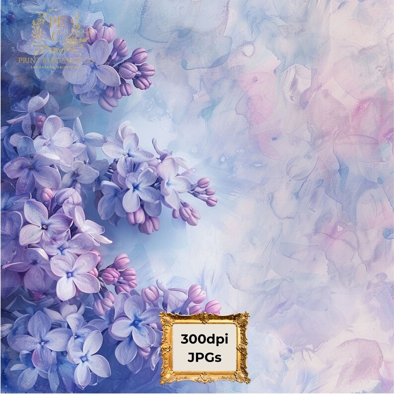 Lilac Floral Watercolor Digital Paper, Abstract Pastel Purple Scrapbook ...