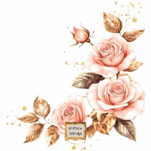 Blush Pink and Rose Gold Floral Clipart, Rose Gold Flowers, Dusty Pink ...