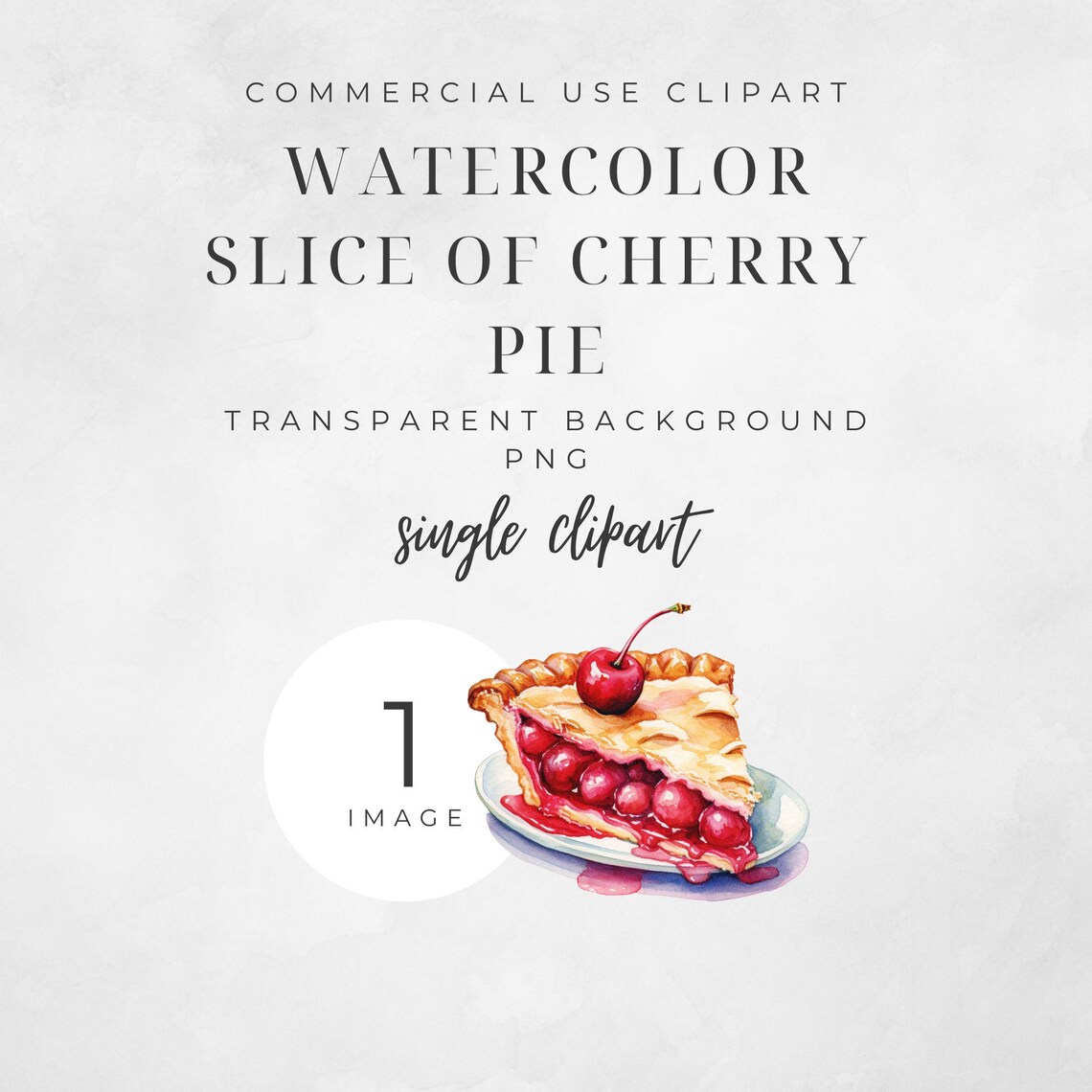 Watercolor Slice of Cherry Pie Clipart | SINGLE IMAGE | Watercolor ...