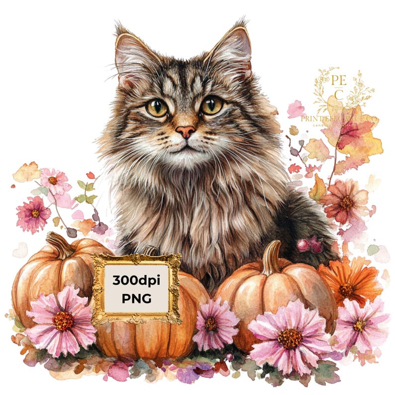 Fall Cat Clipart, Cute Autumn Cats Clipart, Cat Clip Art, Fall Cat ...