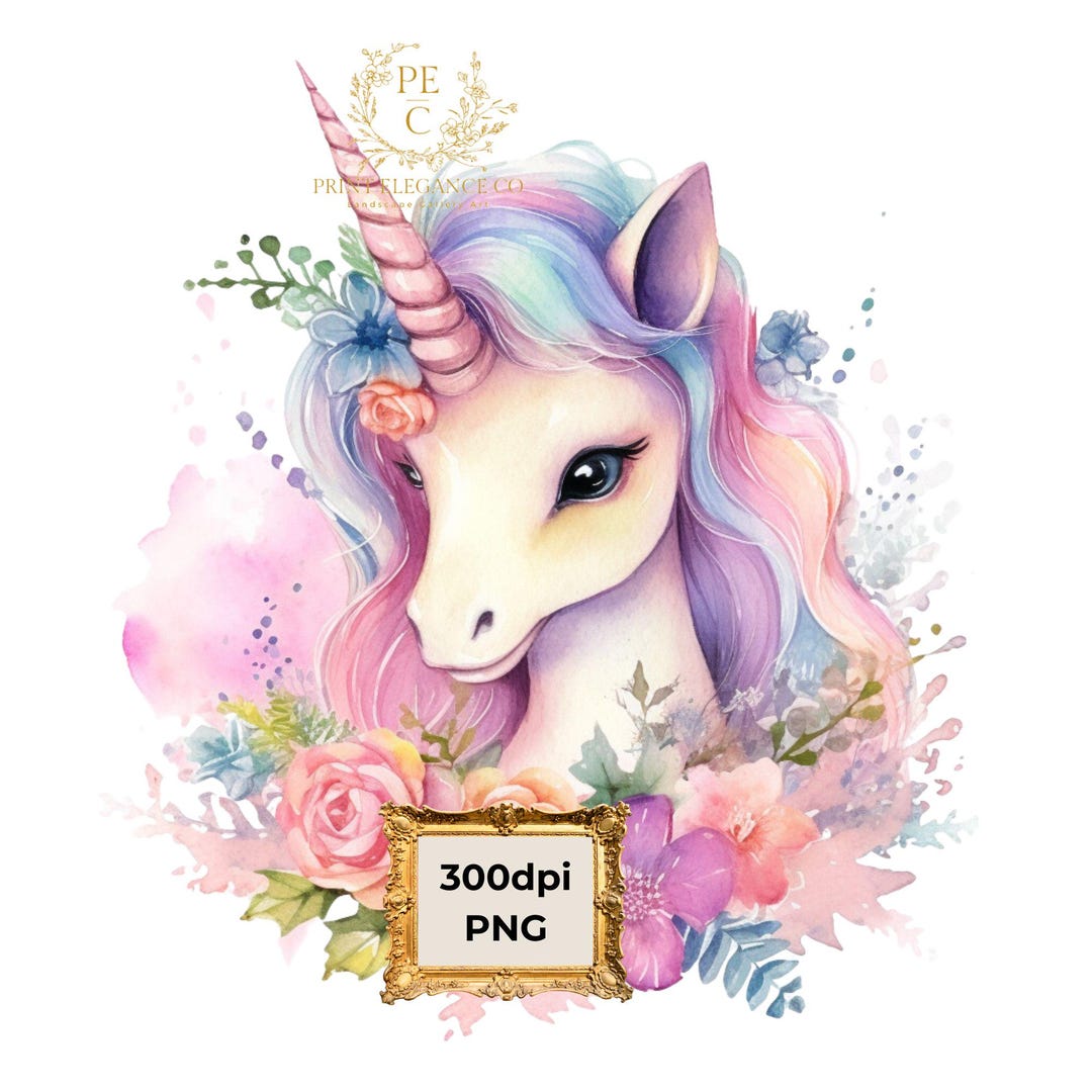 Unicorn Watercolor Clipart, Unicorn Clipart for Commercial Use, Magic ...
