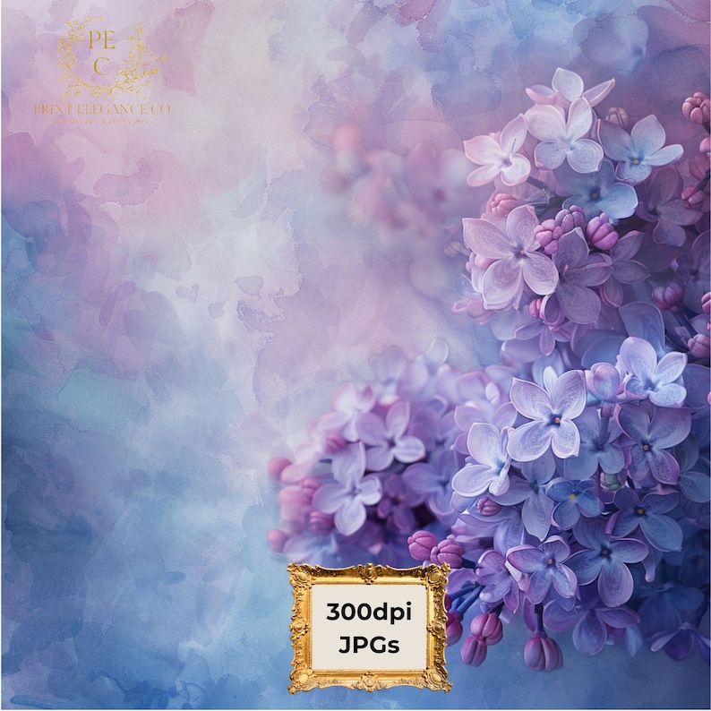 Lilac Floral Watercolor Digital Paper, Abstract Pastel Purple Scrapbook ...