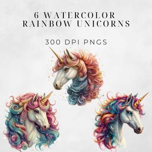 Unicorn Watercolor Clipart Pack, Unicorn Clipart for Commercial Use ...