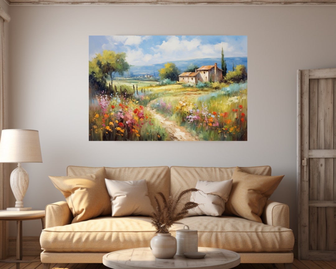 French Countryside Landscape Wall Art French Countryside Farm Farmhouse ...