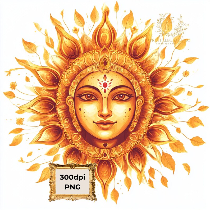 Hindu Sun Henna Watercolor Clipart PNG Bundle. Sunshine Clipart Instant ...