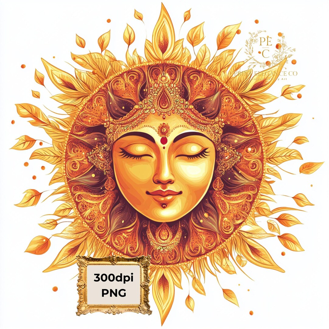 Hindu Sun Henna Watercolor Clipart PNG Bundle. Sunshine Clipart Instant ...