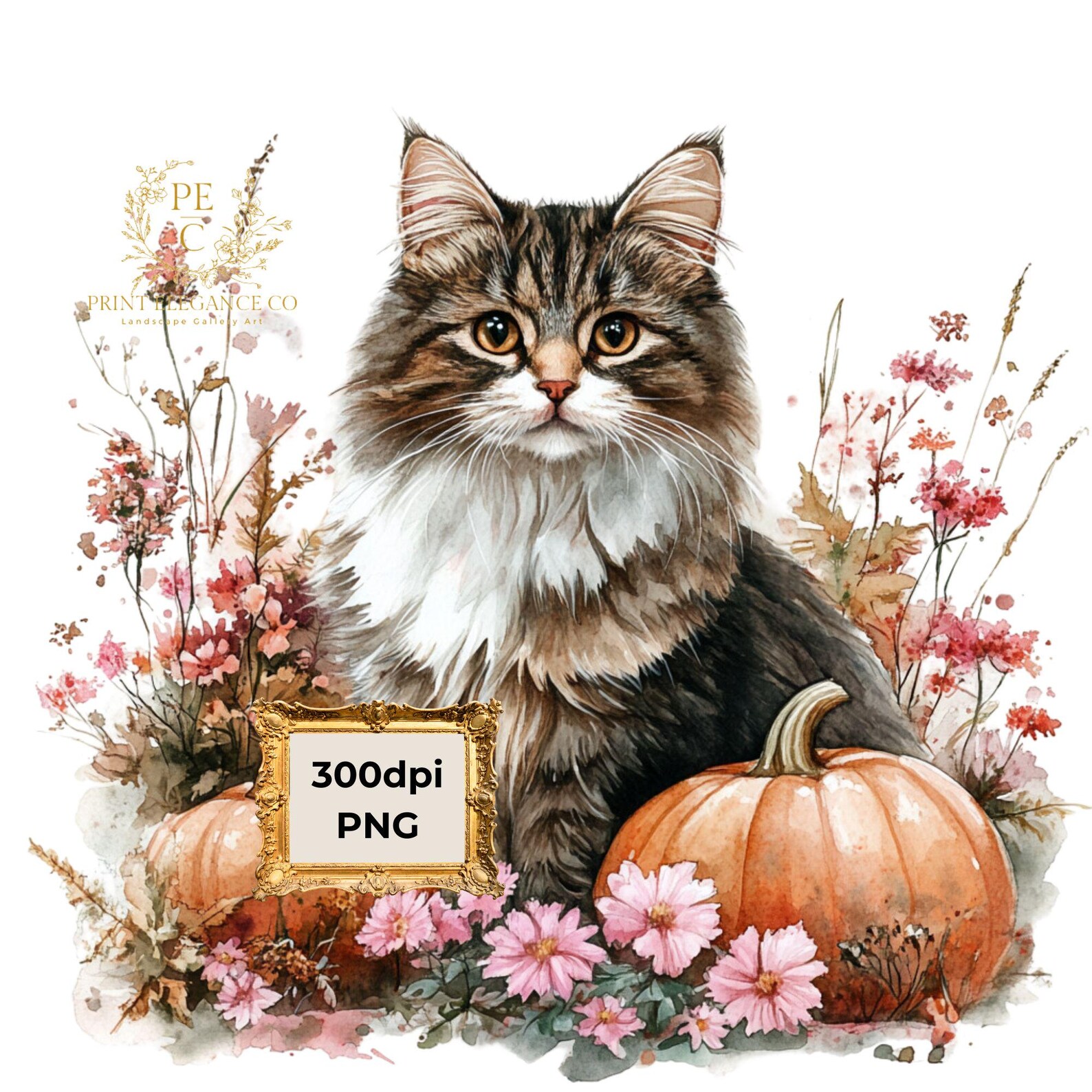 Fall Cat Clipart, Cute Autumn Cats Clipart, Cat Clip Art, Fall Cat ...
