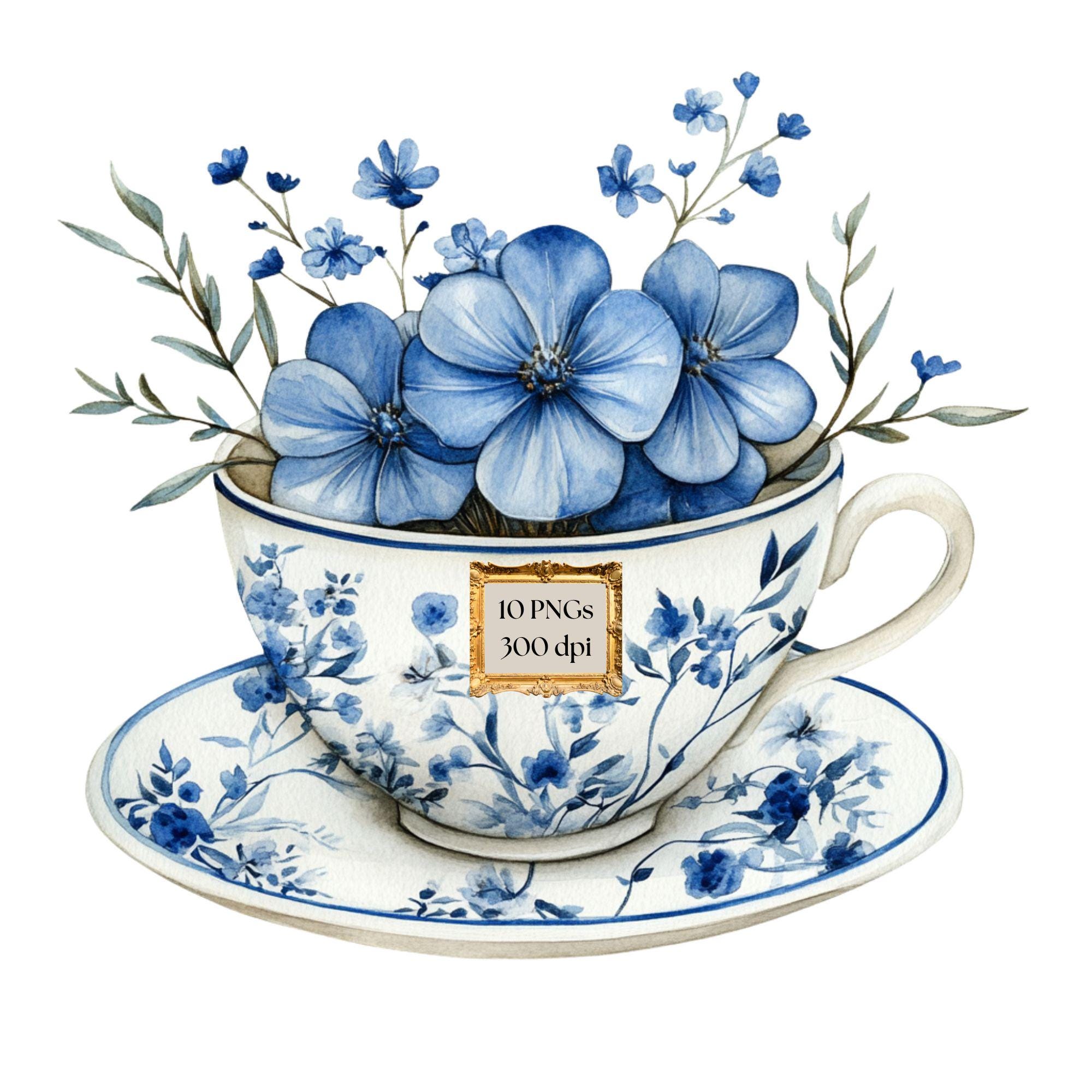 Blue Afternoon Tea Clipart | Teapot PNG | Chinoiserie High Tea | Bridal ...
