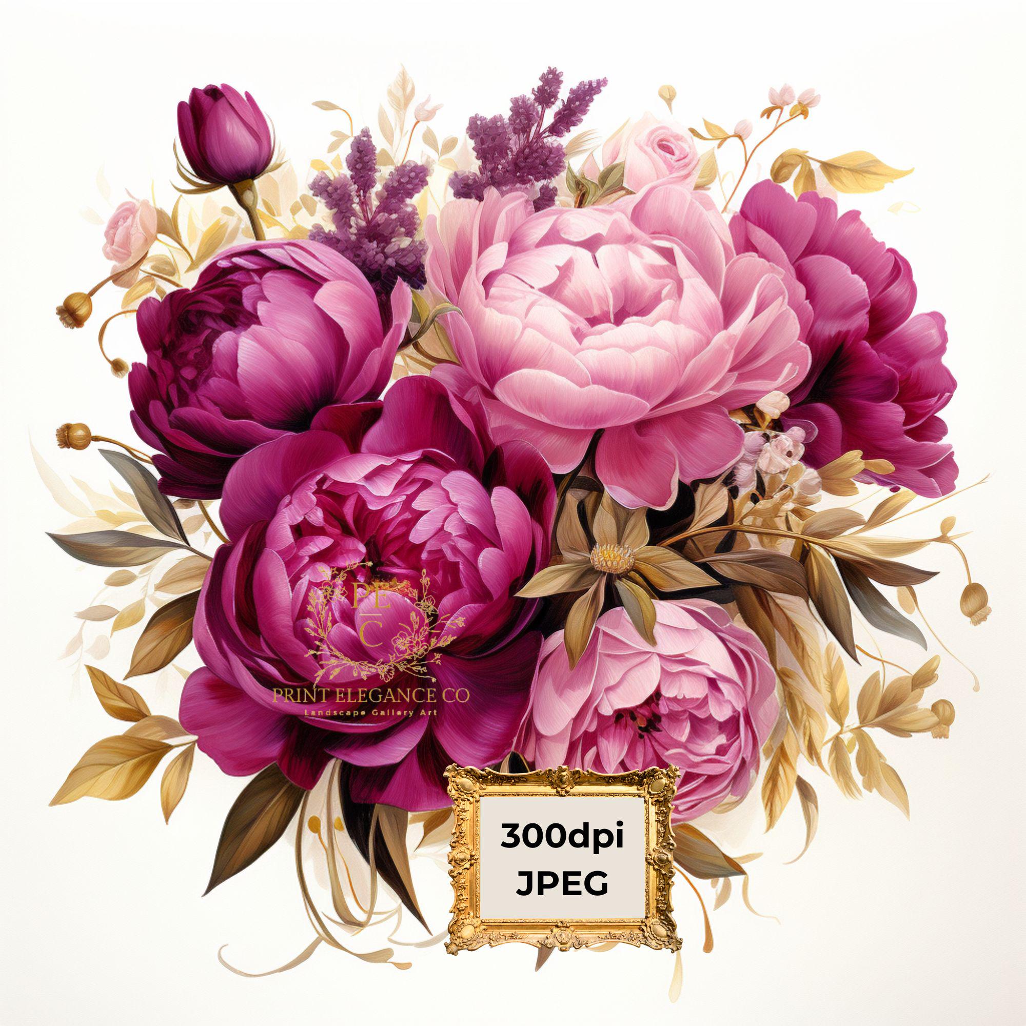 Magenta Flowers Clipart, Commercial Use, Instant Download, Watercolor ...