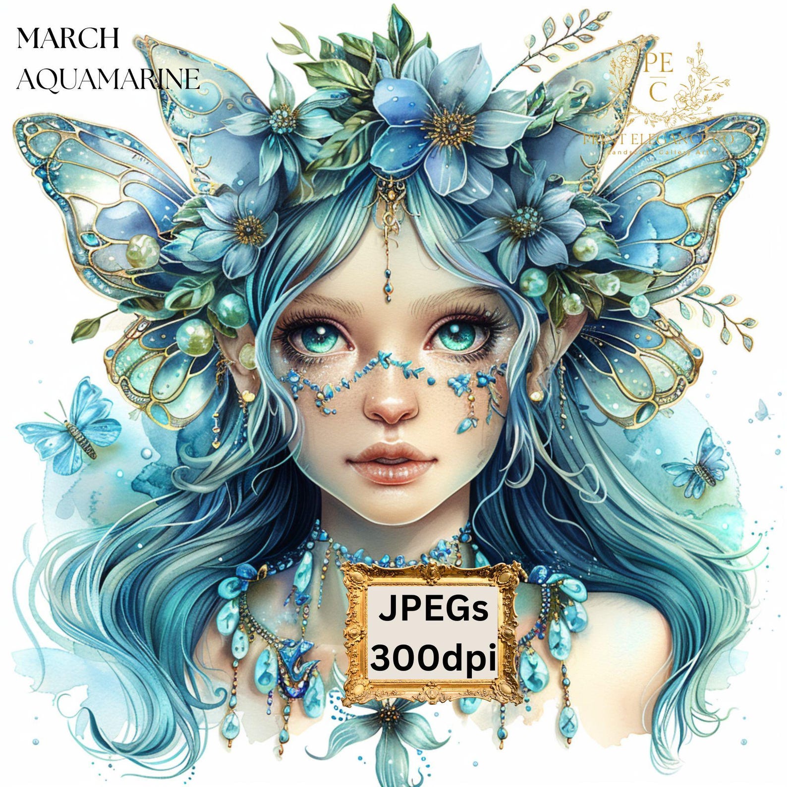 Gemstone Fairies Clipart Bundle | 10 JPEG | Fairy Art Print Crystal ...