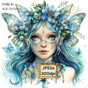 Gemstone Fairies Clipart Bundle | 10 JPEG | Fairy Art Print Crystal ...