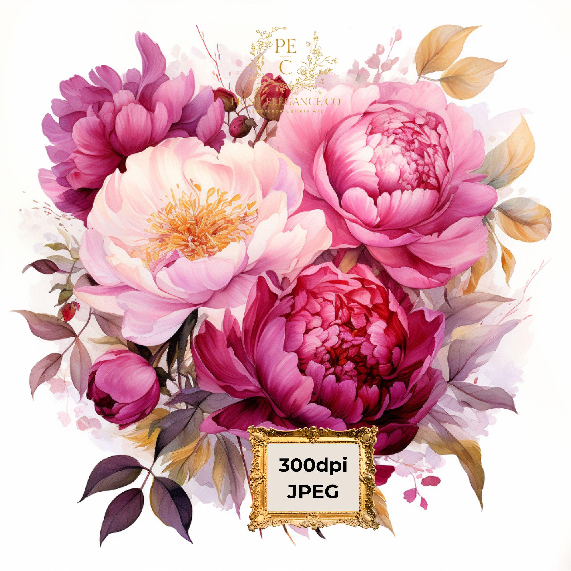 Magenta Flowers Clipart, Commercial Use, Instant Download, Watercolor ...