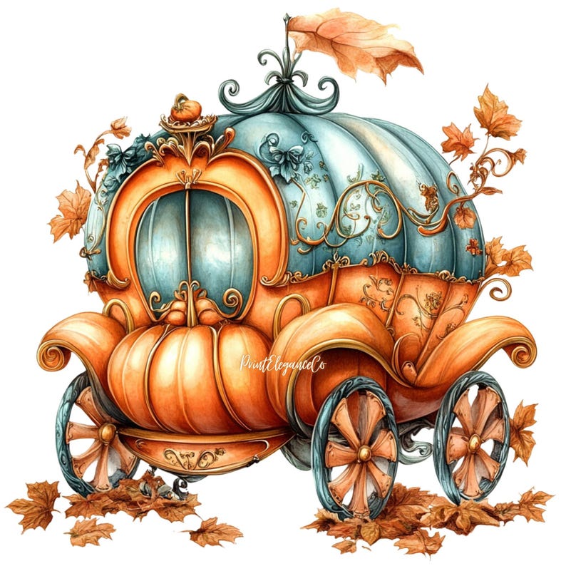 Pumpkin Carriage Clipart, Commercial Use, Pumpkins Clipart, Fairytale ...