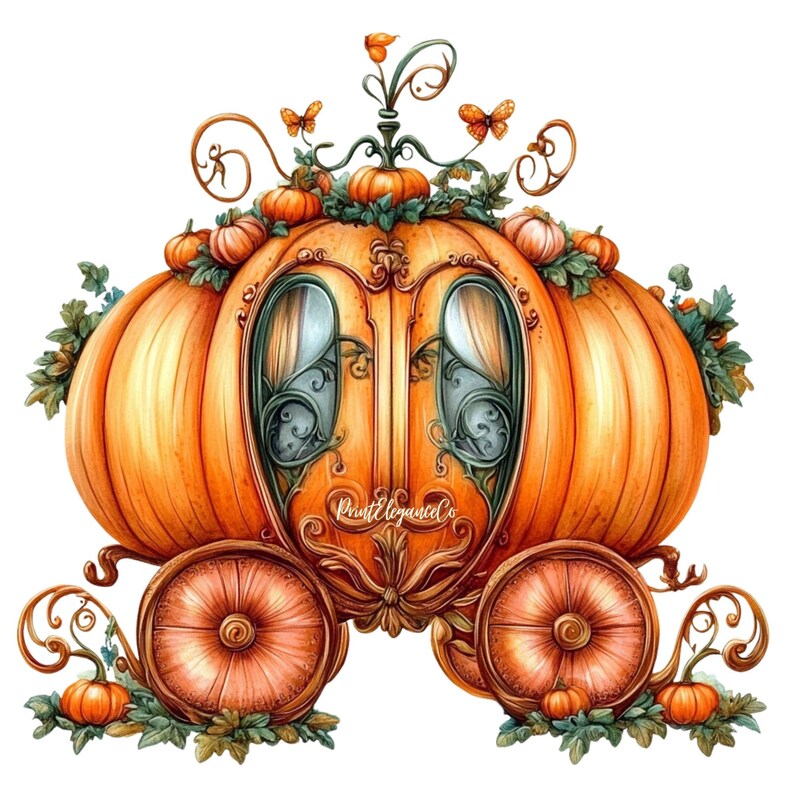 Pumpkin Carriage Clipart, Commercial Use, Pumpkins Clipart, Fairytale ...