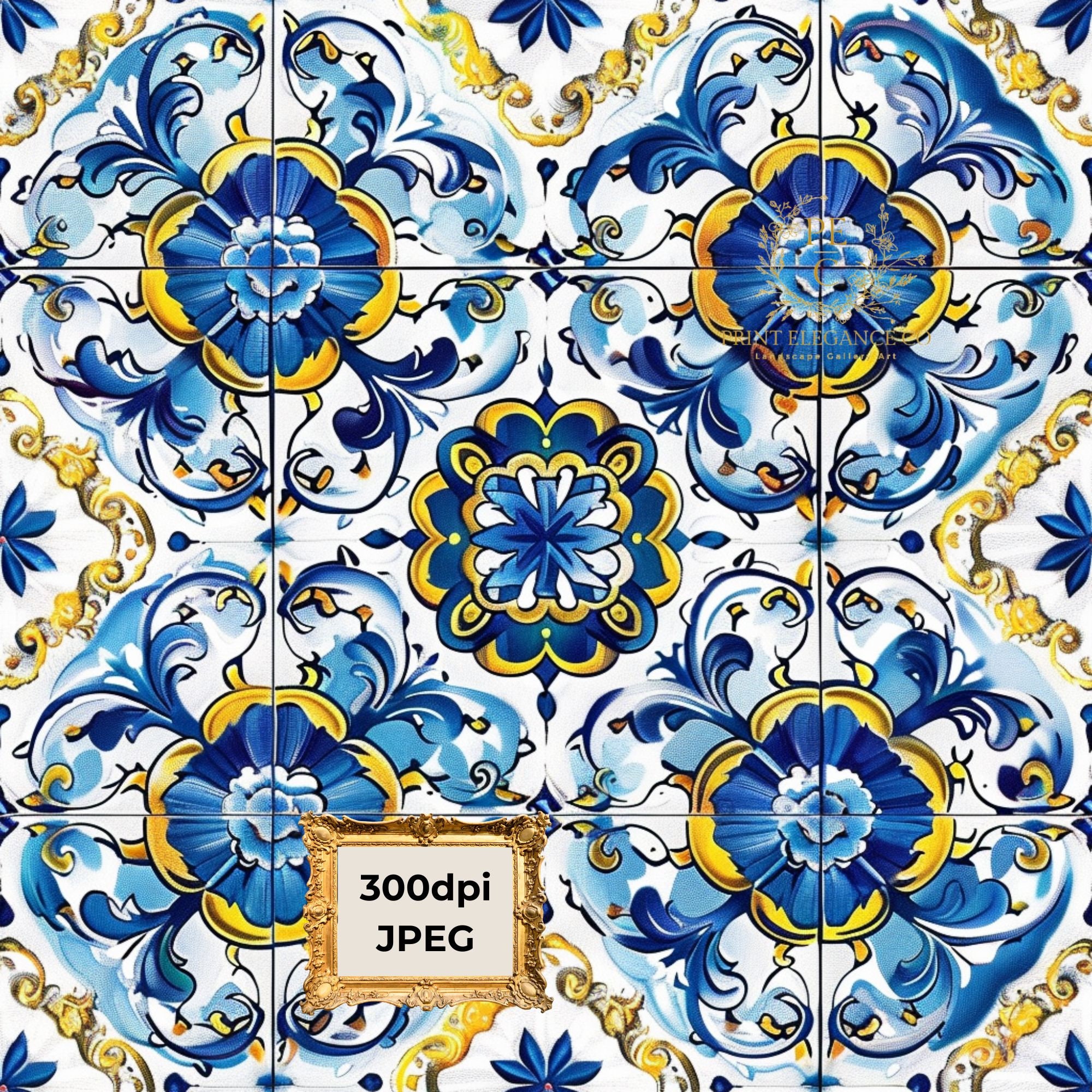 Watercolor Italian Tiles, Mediterranean Tiles, Clipart, Majolica Tiles ...