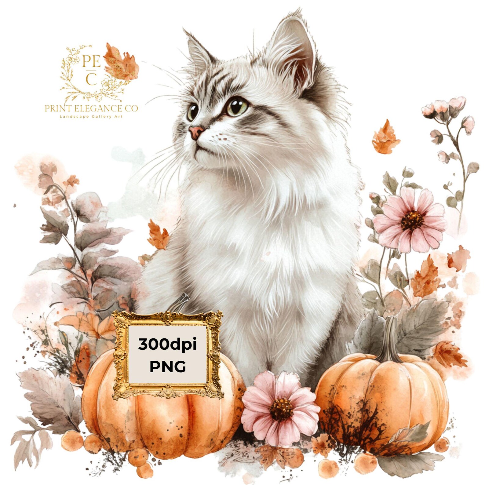 Fall Cat Clipart, Cute Autumn Cats Clipart, Cat Clip Art, Fall Cat ...