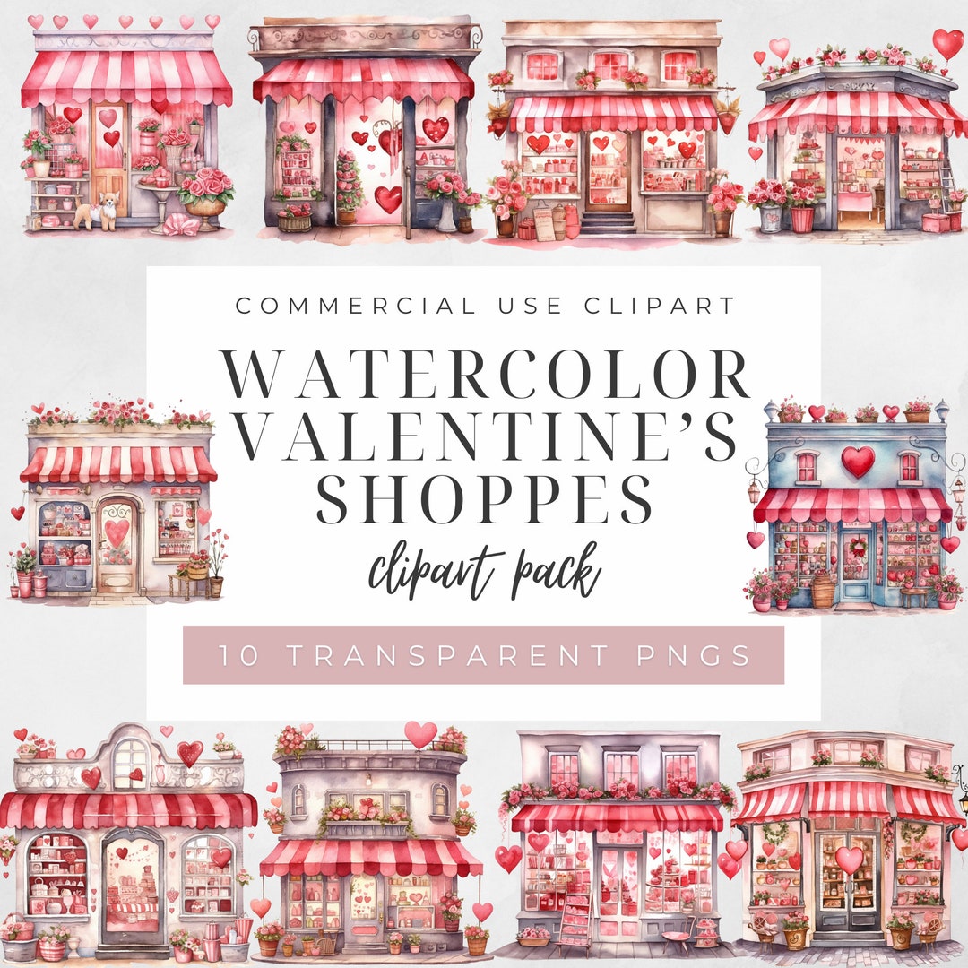 Valentines Shop Clipart, Coffee Shop Clipart, Romantic Clipart, Love ...