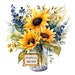 Watercolor Sunflower Clipart, Summer Clipart, Sunflower Floral Bouquets ...
