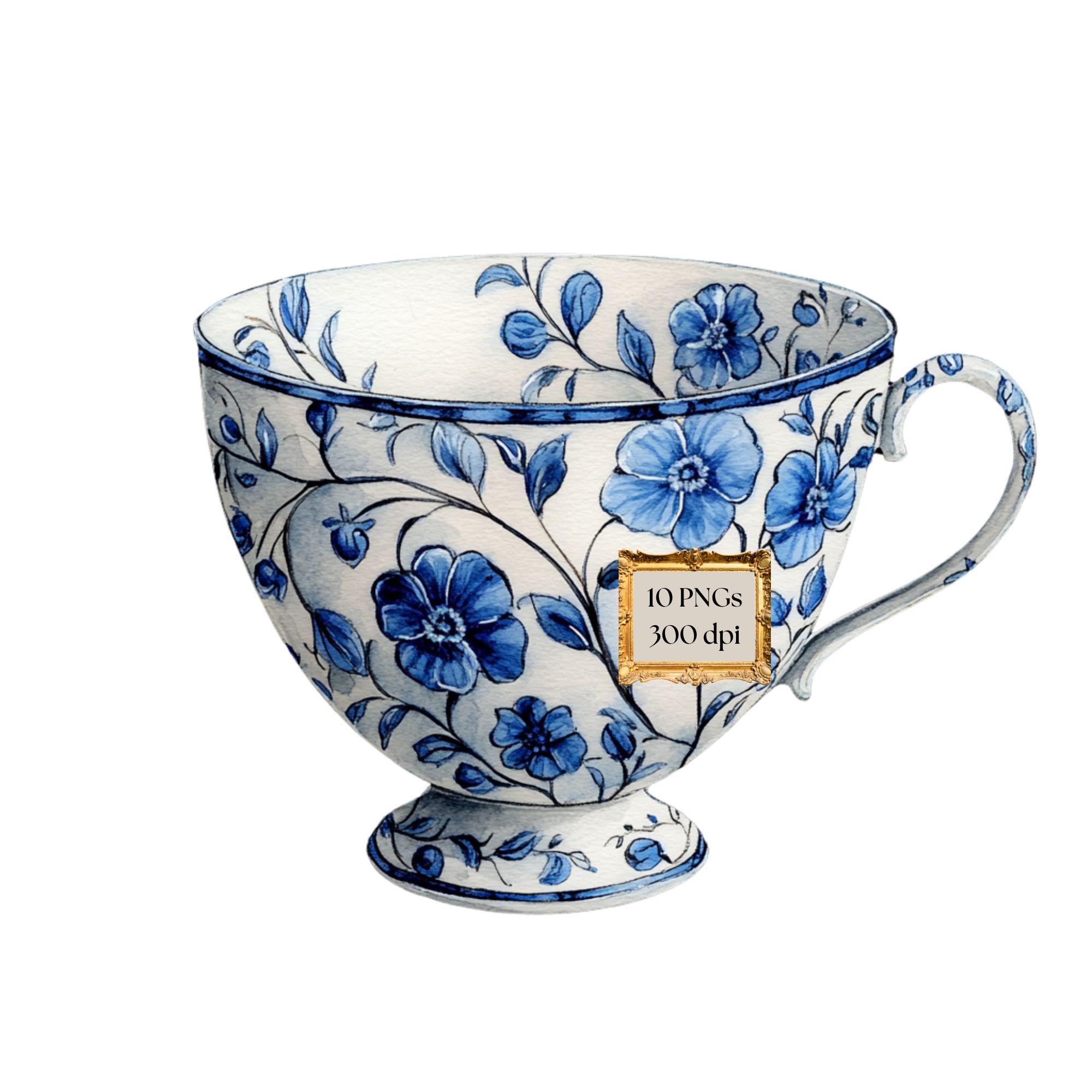 Blue Afternoon Tea Clipart | Teapot PNG | Chinoiserie High Tea | Bridal ...