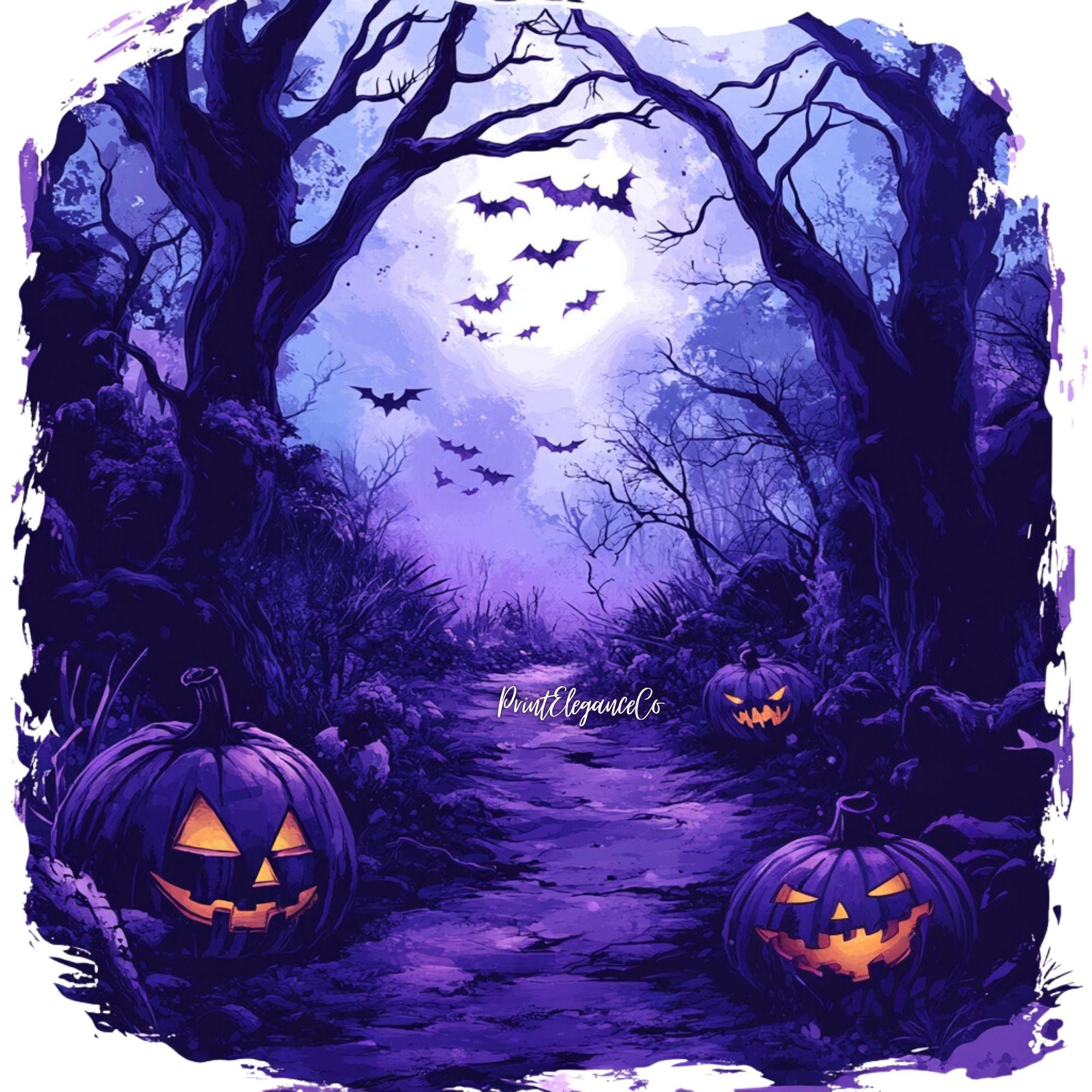 11 PNG Watercolor Halloween Forest Clipart, Halloween Woodland ...