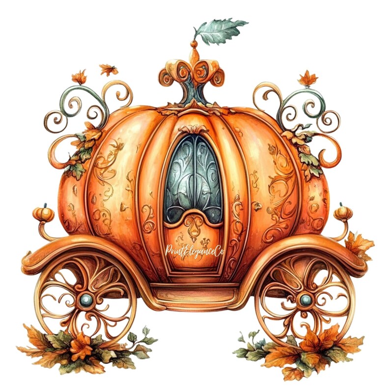 Pumpkin Carriage Clipart, Commercial Use, Pumpkins Clipart, Fairytale ...