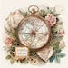 Shabby Chic Floral Compass With Map Clipart Bundle- 10 High Quality ...